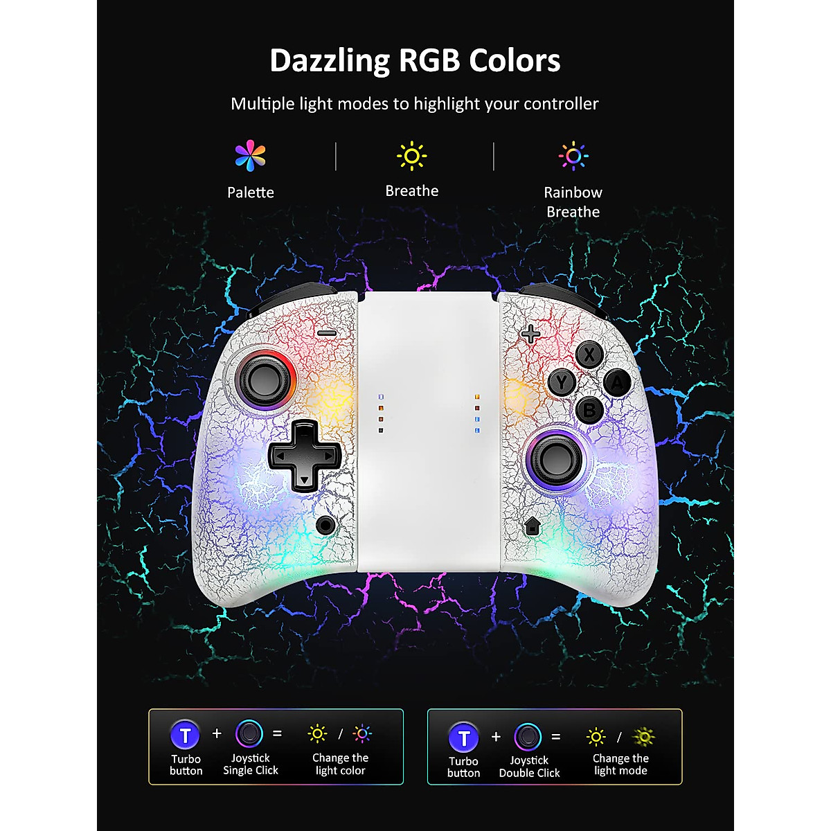 NexiGo Wireless Joypad Controller for Nintendo Switch/Switch OLED, Joypad Controller with Vibration, Turbo, Mapping and LED Light (Island Village)