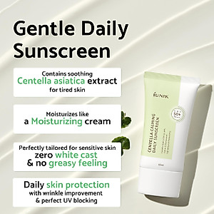 IUNIK Centella Calming Moisture Daily Sunscreen SPF 50+ PA++++ Matte & No White Cast Centella Asiatica Dry Oily Sensitive Vegan Korean Skincare