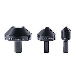 Accusize Industrial Tools 1/4'', 1/2'' and 1-1/4'' 90 Degree Indexable Carbide Countersinks, 0046-0990