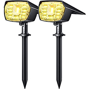 Biling Solar Spot Lights Outdoor, 28 LEDs 2-in-1 Bright Solar Outdoor Lights Landscaping Spotlights, IP67 Waterproof Solar Powered Spot Lights for Yard Garden Pathway (Warm White 2pack)