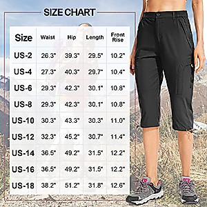 linlon Women's Quick Dry Cargo Shorts,Outdoor Casual Straight Leg Capri Long Shorts for Hiking Camping Travel (Black, 12)