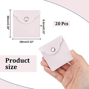 NBEADS 20 Pcs Velvet Jewelry Pouches with Snap Button, Misty Rose Velvet Jewelry Storage Bags Luxury Gift Bag for Candy Gift and Jewelry Necklace Bracelet Packing, 2.28"×2.32