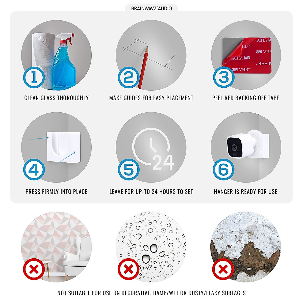 [EOL] Corner Wall Mount for Blink Mini (2 Pack) Security Camera - Adhesive Holder, No Hassle Bracket, Strong 3M VHB Tape, No Screws, No Mess Install (White) by Brainwavz [EOL]