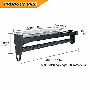 Alise Pull Out Clothes Hanger Rack for Closet,Heavy Duty Closet Rod with Automatic Soft-Close Mechanism for Closets,16 inch Closet Pull Out Metal Rod Organizer Hangers for Coats Pants Hangers,Black