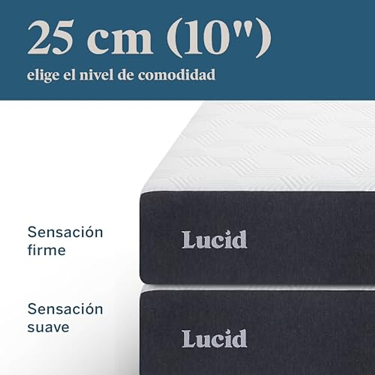 Lucid 10 Inch Memory Foam Plush – Gel Infusion- Hypoallergenic Bamboo Charcoal- King Size Mattress, White