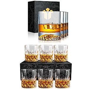 OPAYLY Whiskey Glasses Old Fashioned Glasses Set of 8, Rocks Glasses Gift for Men Women Drinking Bourbon Scotch Cocktails Rum Cognac Vodka at Bar Home
