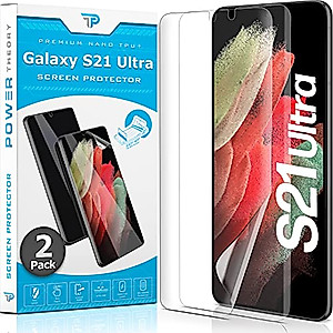 Power Theory Designed for Samsung Galaxy S21 Ultra Screen Protector [Not Glass], Easy Install Kit, Case Friendly, Full Cover, Flexible Film Anti Scratch, 2 Pack