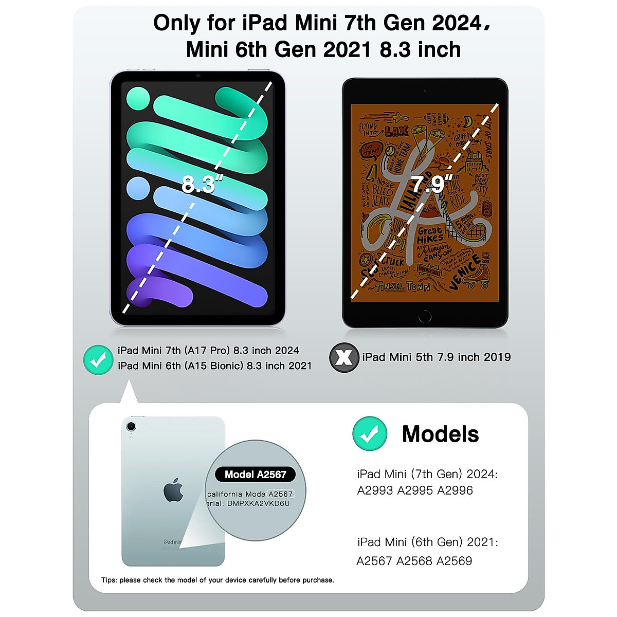 TiMOVO Case for iPad Mini 7 2024 (A17 Pro) / iPad Mini 6 2021, iPad Mini 7th/6th Generation Case 8.3 inch, Ultra Slim Clear Shock Absorbant Flexible TPU Edge Case, Support Apple Pencil Pro - Black