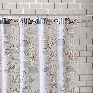 HipStyle - Sardinia - Modern Multi-color Fish - Cotton Printed - Designer Shower Curtain - 72" x 72" - Machine Washable