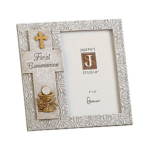 Joseph's Studio by Roman - First Communion Picture Frame for 4" x 6" Photo, Vertical Tabletop or Desk Display - 7.25" H, Resin and Stone, Decorative, Collection, Durable, Long Lasting
