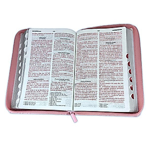 Biblia para Mujeres con Cierre Letra Grande 12 puntos RV1960 rosado con indice - Concordancia y Palabras de Jesus en rojo