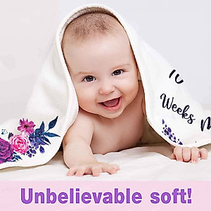 PHMOJEN Monthly Milestone Blanket for Baby Girl, 48"x40" Soft Flannel Pink Princess Memory Growth Blanket, Photography Backdrop Prop for Newborn Baby Shower, 1 to 12 Months Include Marks BTLSPH819