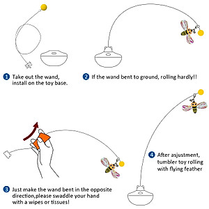 Oxawo Interactive Cat Toys Cat Exercise Tumbler, Rechargeable Cat Toys for Indoor Cats Spin Butterfly Game Teasing Kitty, Extra Long Feather Wand (P33 cat Toys)