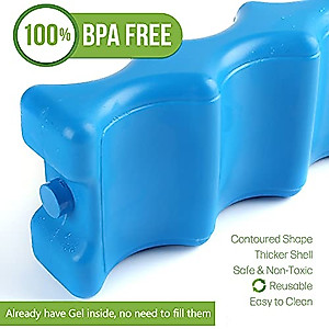 LotFancy Ice Packs for Coolers, 2PCS Contoured Freezer Packs for Breastmilk Bottle Storage, Lunch Box, Insulated Bags, Long Lasting Reusable Cool Packs for Beer Cans Soda, Camping Beach Picnic