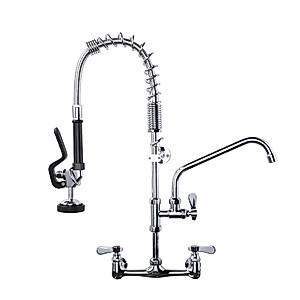Commercial Sink Faucet with Sprayer: ALEASHA 25 Inches Commercial Kitchen Faucet Chrome with 8 Inches Adjustable Center, 9.6 Inches Swivel Spout for Restaurant Industrial Kitchen