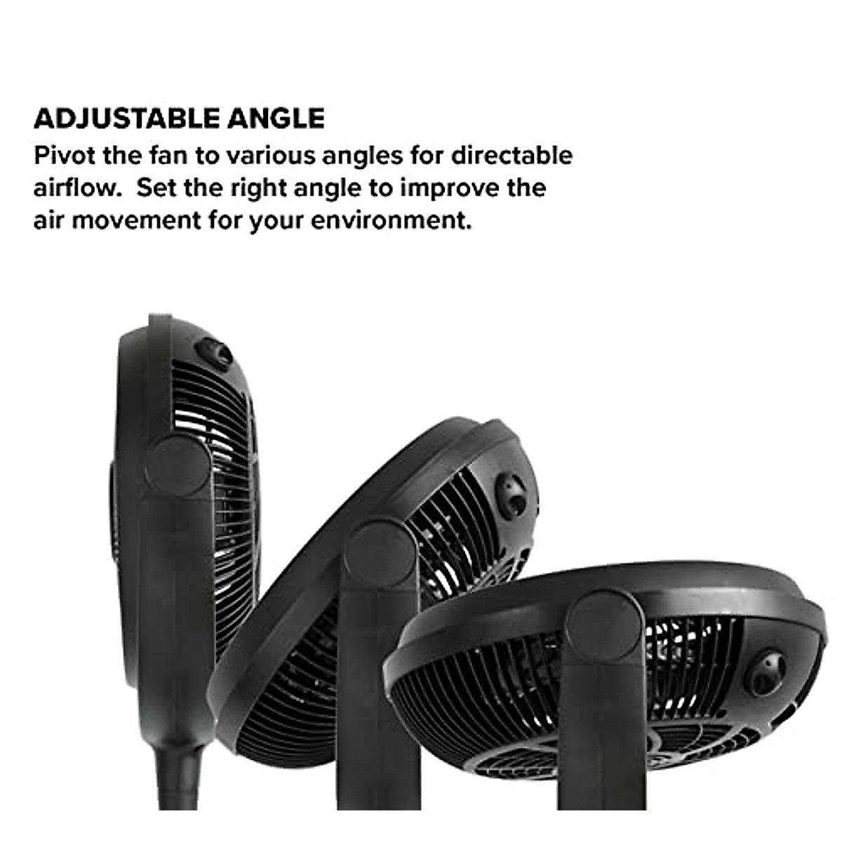 Air Monster 12 Inch Power Stand Fan and Floor Fan, Room Fan, Turbo fan, Air Circulator Fan, 3 Speed Settings, High Velocity, Adjustable Tilt, Black