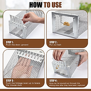 Qualirey 2 Pack Large Humane Rat Trap 15 Inches Combined Automatic Continuous Rat Trap Cage Reusable Rat Traps Indoor for Home Rat Traps Catch and Release Outdoor Mouse Single Door Metal Rat Trap