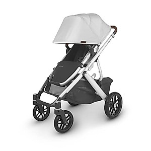 Vista V2 Stroller - Bryce (White Marl/Silver/Chestnut Leather) + MESA Infant Car Seat - Jake (Black)