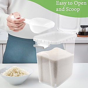 Tight-Lock Rice Container 15 Lbs - Airtight Flour Container with Scoop - Food-Grade Plastic Food Storage Container for Cereal, Sugar - Dry Food Dispenser for Kitchen, Pantry Organizers and Storage