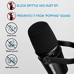 Boseen Microphone Foam Windscreen for Shure MV7, Mic Cover Microphone Windscreen for MV7 Professional Mic Foam for Recording, 3PCS