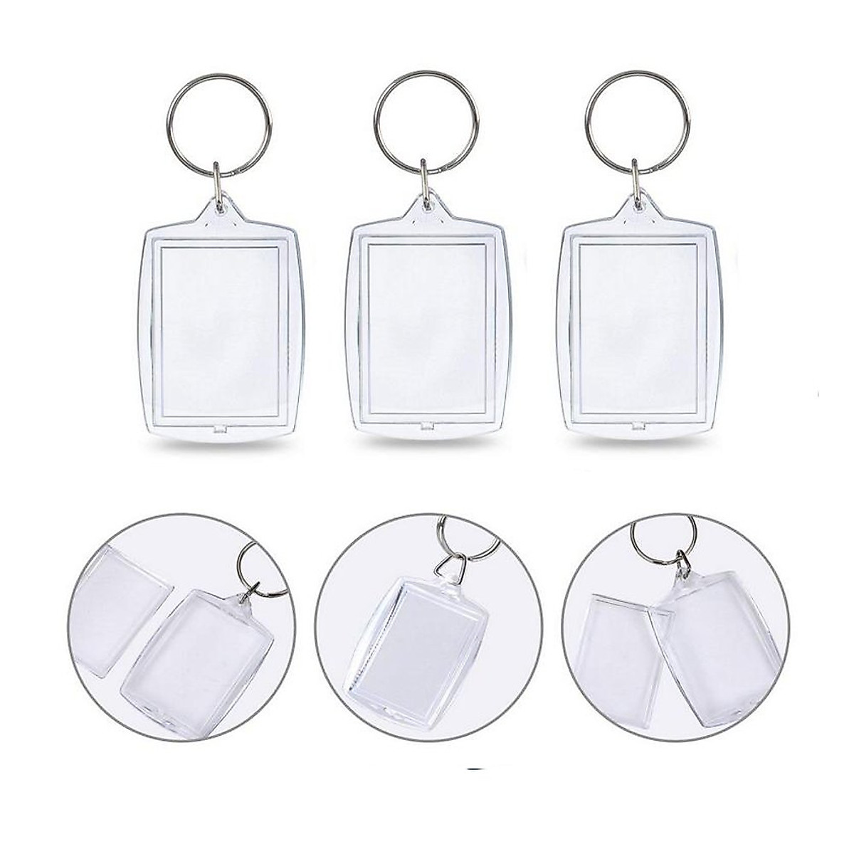 vipolish 25Pcs Acrylic Photo Frame Keyring Clear Blank DIY Photo Image Keychain Wallet Friendly Picture Frame Framework Key Buckle Ring for Women and Men Rectangle Shape