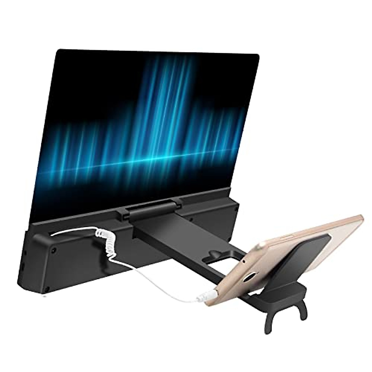 Kadlawus Magnifier Phone Screen Projector - 12 Inch Portable Audio Mobile Phone Screen Amplifier with Audio Anti-Blue Light Ultra Slear Screen Mobile Phone Magnifier