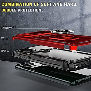 Dretal for Moto G Stylus 5G Case, Motorola G Stylus 5G Case + HD Screen Protector with Kickstand & Slide Lens Protector Cover, Heavy Duty Armor Shockproof Rugged Military Grade Case (JS-Red)