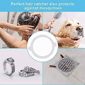 30PCS Disposable Shower Drain Cover Hair Catcher Mesh Stickers Environmentally Friendly Degradable Floor Drain Sticker Effective Capture Human and pet Hair for Bathroom, Laundry, Bathtub, Kitchen,Sink