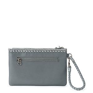 The Sak Vita Wristlet in Leather, Convertible Design with Adjustable Straps, Dusty Blue