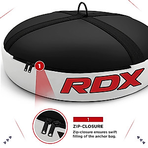 RDX Floor Anchor for Punch Bag Double end Speed ball, Non Tear Maya Hide Leather, Heavy Duty D Ring, Easy Zipper Closure, Maximum Swing Reduction for Boxing MMA, Muay Thai, Kickboxing Training Bags