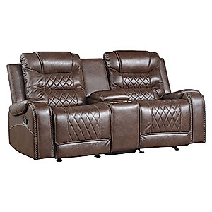 Lexicon Derringer Wall Hugger Manual Double Glider Reclining Loveseat, Brown