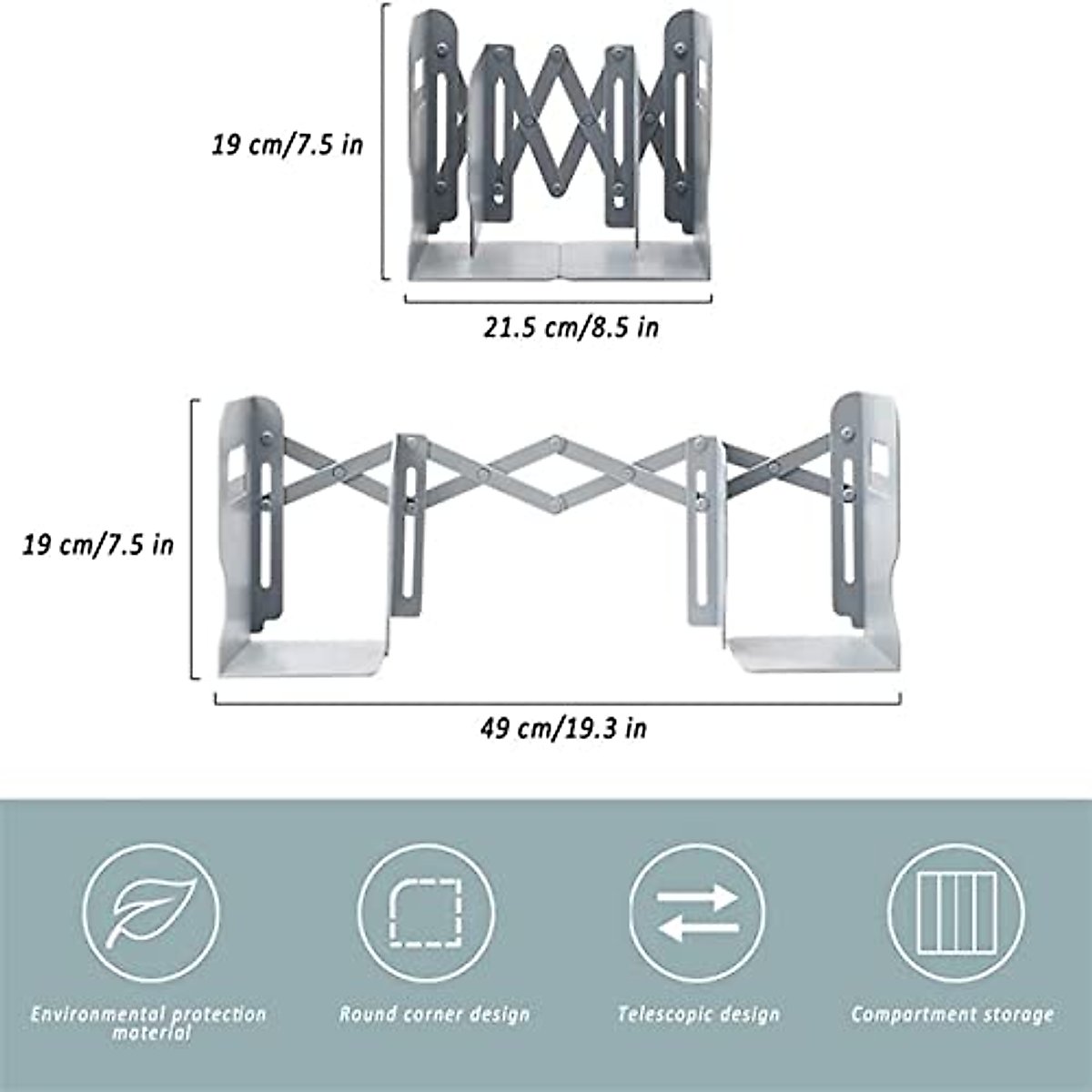 SZYAWsd File Sorters Telescopic Bookshelf Book Stand Book Stand Adjustable Bookshelf Desk Storage Box with Pen Container