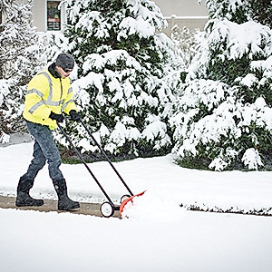 A.M. Leonard Poly Blade Wheeled SnoMover Snow Pusher - 36 Inches, Orange/Black
