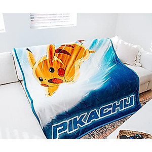 Northwest Pokemon Pikachu Bolt Oversized Silk Touch Sherpa Throw Blanket, 60" x 80"