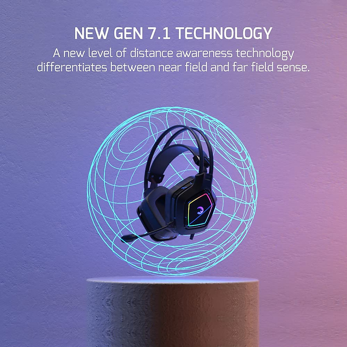 GAMEPOWER Mihawk USB Gaming Headset - 7.1 Virtual Surround Sound, Wired RGB Led Headphones with 50MM Drivers, Comfort Design, 360 Spatial Audio, Noise Cancelling Mic, PC, Laptop, Black