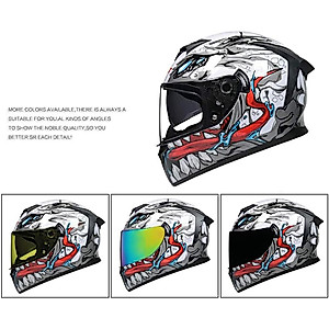 MotuoMr Unisex-Adult Full Face Motorcycle Helmet DOT Approved Motorbike Moped Street Bike Racing Crash Helmet with Graphic (Color Mirror, Large)