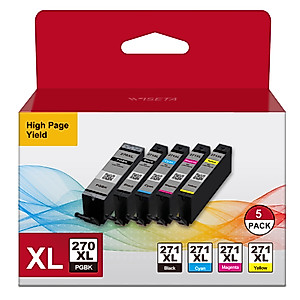 5 Pack - MG6821 Ink Cartridges Replacement for Canon PGI-270XL CLI-271XL PGI270XL CLI271XL PGI270 XL CLI 271 XL to use with MG6821 MG6820 TS6020 TS8020 TS9020 (PGBK, Black, Cyan, Magenta, Yellow)