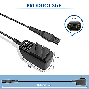 Charger Cord Fit for Philips Norelco HQ8505 Norelco 7000 5000 3000 Series mg5750 mg7790 Electric Shaver Adapter Power Supply Charging Cord (15v Charger)