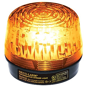 Seco-Larm SL-1301-SAQ/A Amber Lens Strobe Light, 10 Vertical LED Strips (54 LEDs), Built-in 100dB Programmable Siren, Six Different Flash Patterns, Adjustable Flashing Speed, Indoor/Outdoor Use