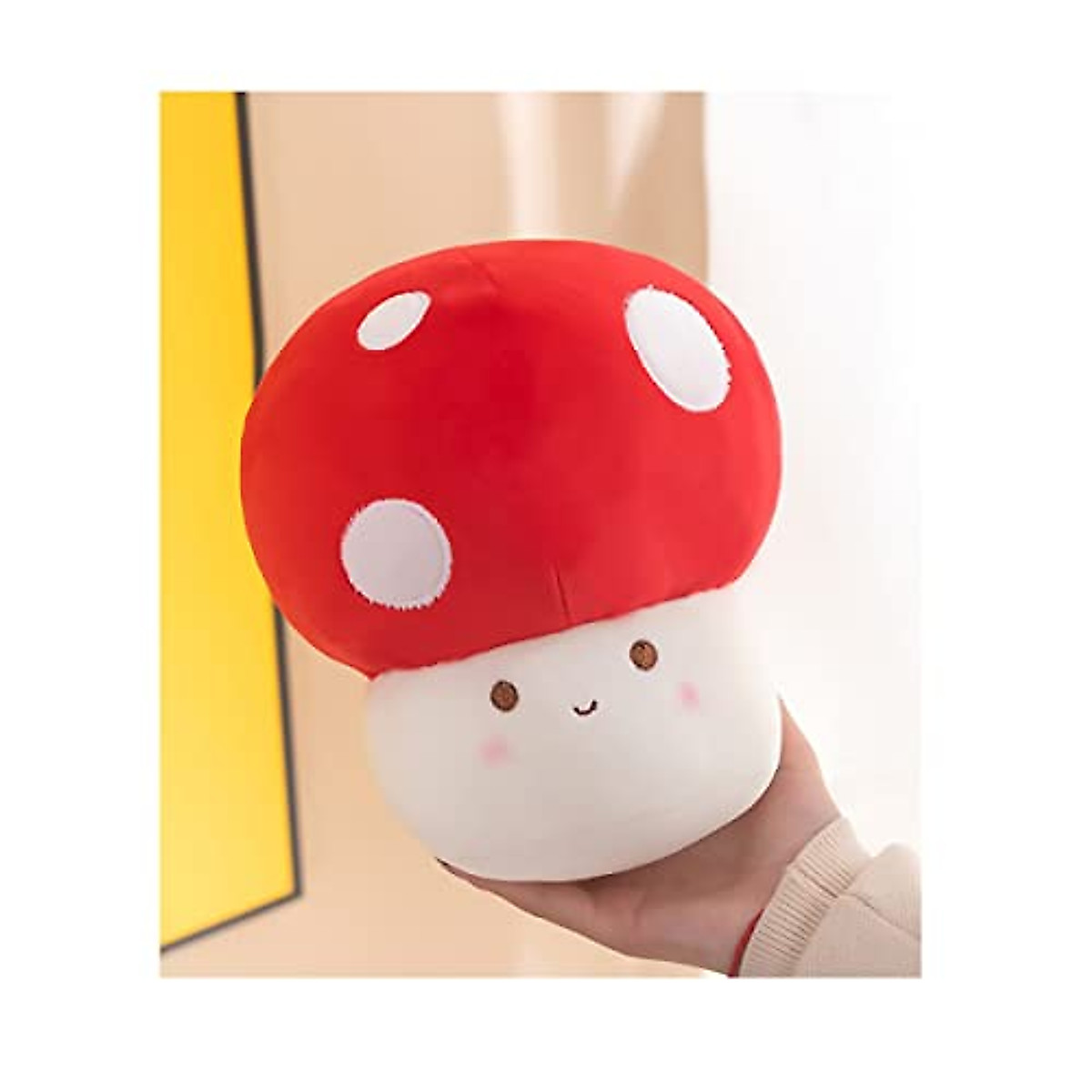 Hofun4U Mushroom Plush Toy, 9 inch Mushroom Shaped Plush Pillow, Smile Mushroom Stuffed Plush, Sofa Car Bed Office Home Decor Kids Adults Birthday Gift (RED)