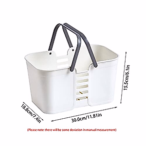 FANWU Shower Caddy Basket Tote for College Dorm Room Essentials, Plastic Storage Basket with Handles Portable Organizer Bins for Kitchen Bathroom Bedroom Toiletry Laundry Garden Pool Beach （White）