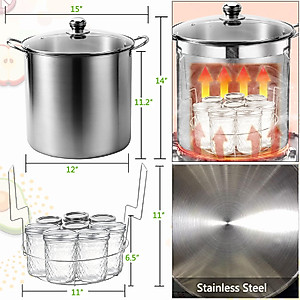 Canning Pot Water Bath Canner 20quart Stock Pot, Stainless Steel Canning Supplies Starter Kit Canner Tools Beginners Canning Kits Accessories with Rack, Tongs, Jar Lifter, Full Canning Set