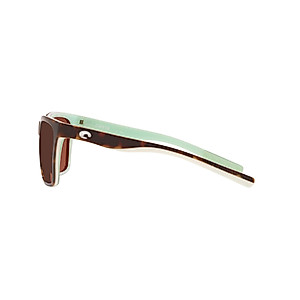 Costa Del Mar Womens Panga Square Sunglasses, Shiny Tort/White/Seafoam/Copper Polarized-580P, 56 mm