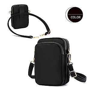 WITERY Nylon Crossbody Phone Bag, Multi zipper Travel Small Cell Phone Purse Wallet Wristlet for Women with Adjustable Strap