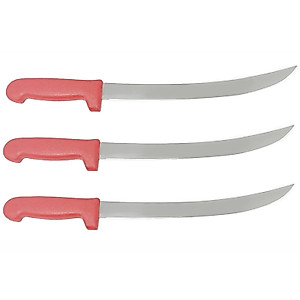 3 Pack - 12” Red Cimiter Butcher Knives - Cimiters - Curved Blades - Cozzini Cutlery Imports