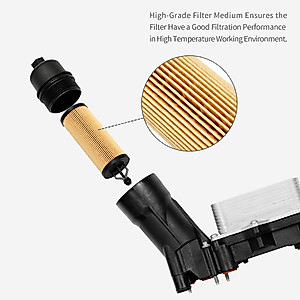 Oil Cooler Oil Filter Housing with Gaskets | Compatible With 3.6L 2011-2016 Dodge Journey Grand Caravan Jeep Wrangler Chrysler 200 300 Ram ProMaster & More | Replaces# 5184294AE, 68105583AF