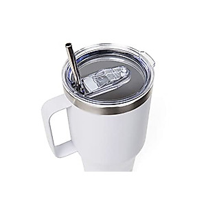 RAINIER GOODS 40 oz Tumbler with Handle and Straw Lid | Insulated Cup Reusable Stainless Steel Water Bottle Travel Mug Cupholder Friendly | Gifts for Women Him Her (Light Gray)