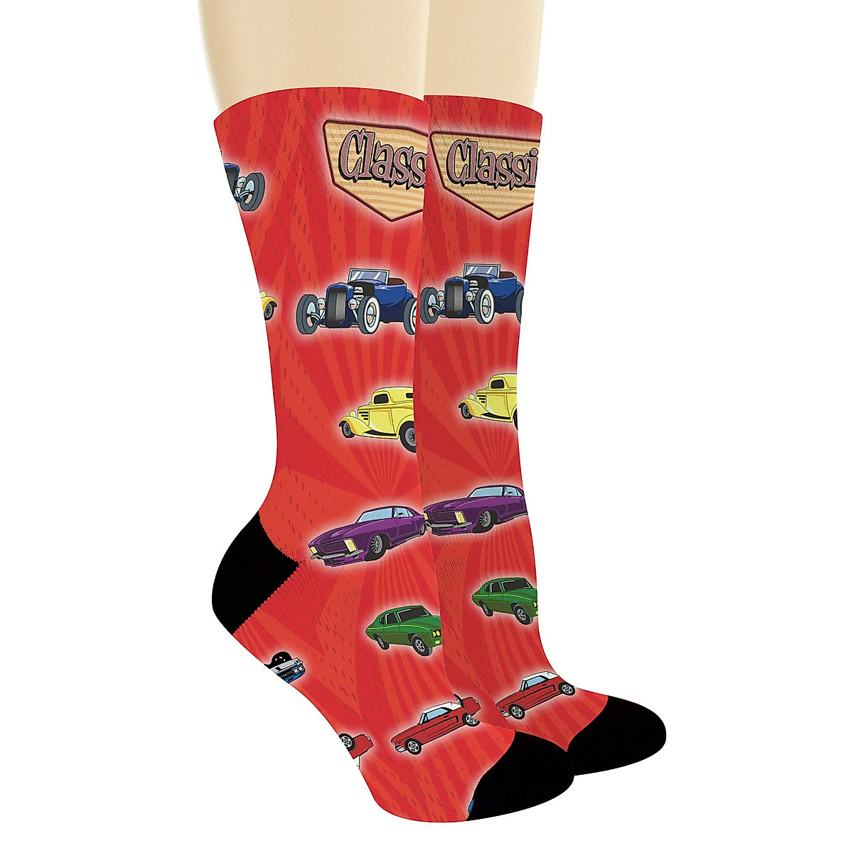 Classic Car Lover Gifts for Men and Women Classics Sock Car Novelty Gifts 1-Pair Novelty Crew Socks
