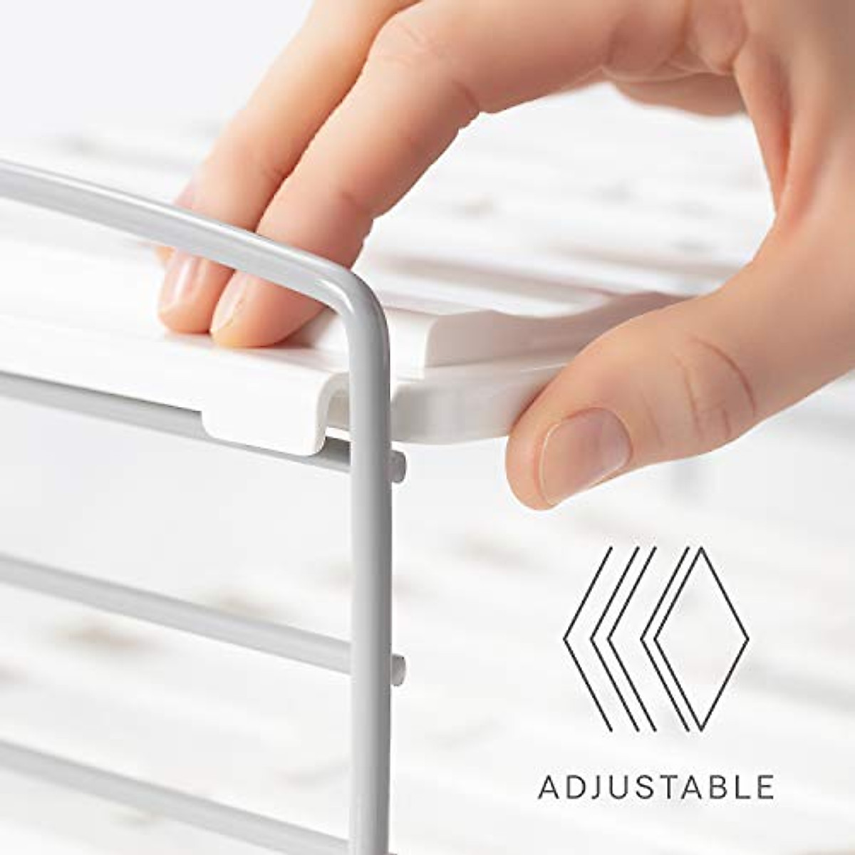 YouCopia UpSpace Adjustable Box Organizer for Foil Wrap and Kitchen Cabinet Storage, 12" x 9", White & UpSpace Water Bottle Organizer, 2-Shelf Wide, White