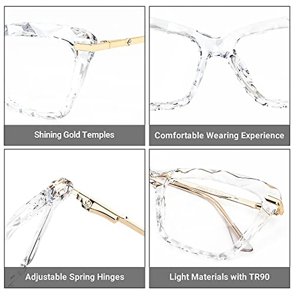 Zeelool Crystal Cat Eye Blue Light Blocking Glasses for Women Juliet VFP0270-04B Crystal